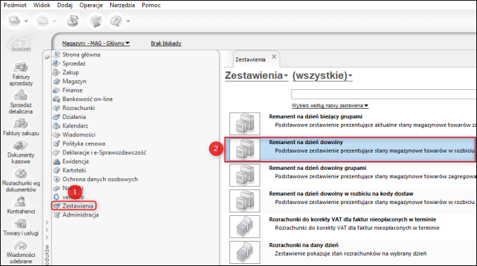 Jak wyliczyć remanent z datą wsteczną? - InsERT GT, Subiekt GT - e ...